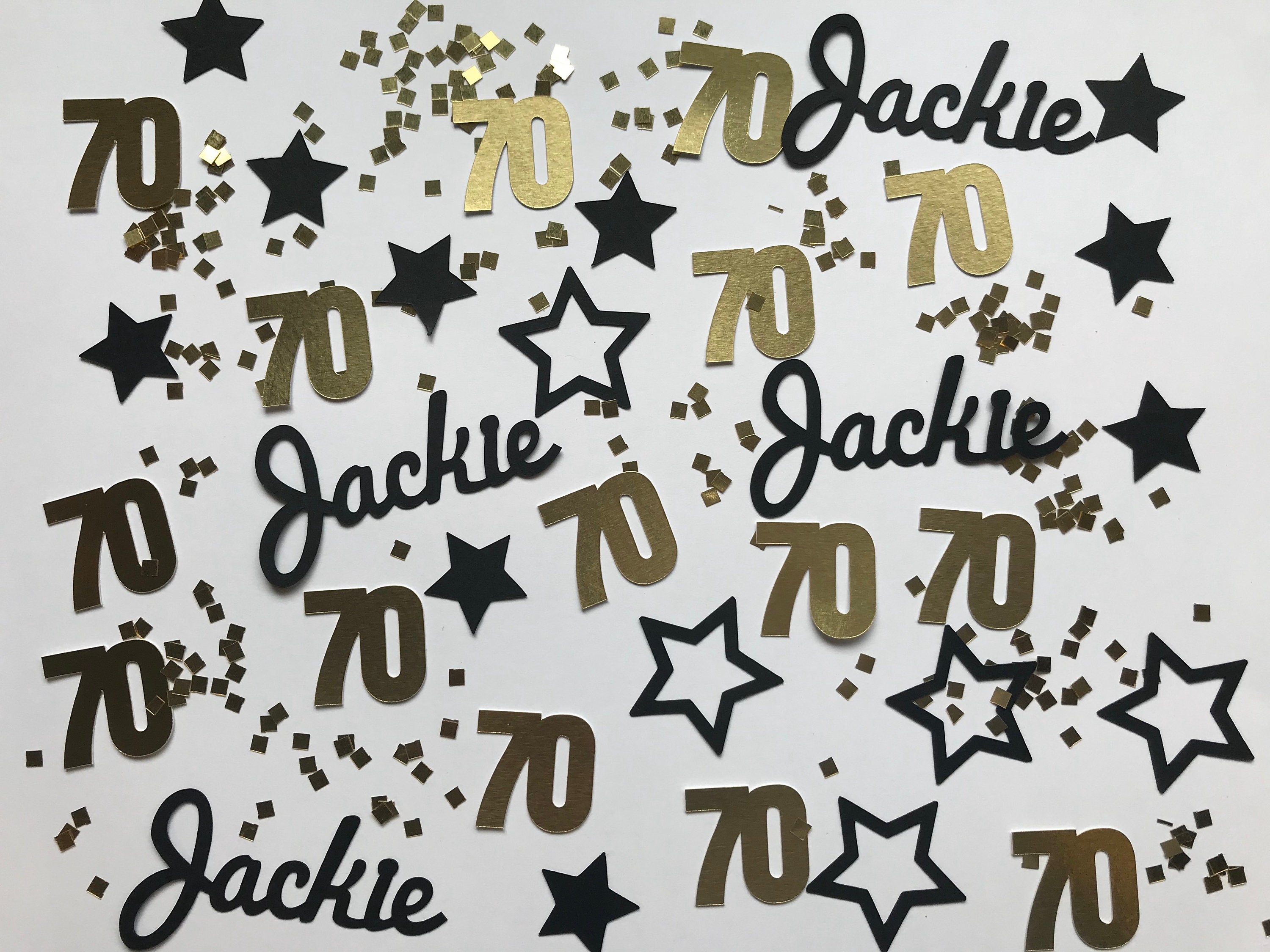 70th Birthday Party Personalized Confetti - Name, 70, Stars, Glitter ...