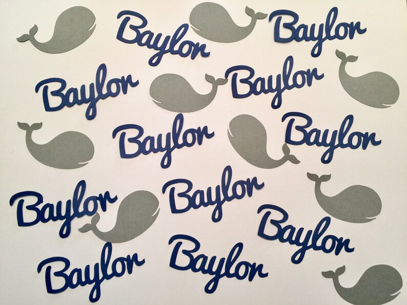 Personalized Whale Confetti - Your Choice of Name and Color - Baby ...