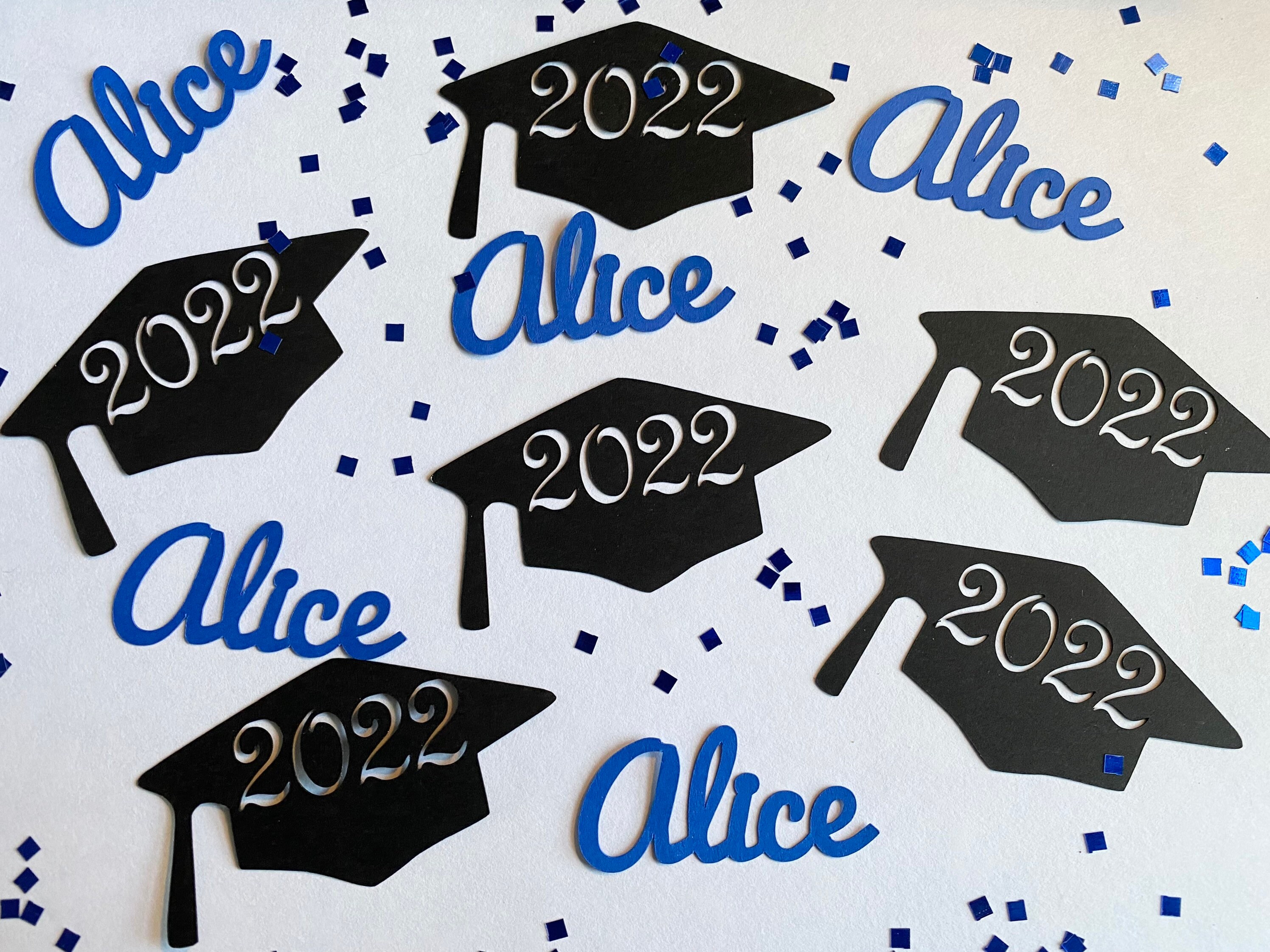 Personalized Graduation Caps and Names Confetti With Glitter - Etsy