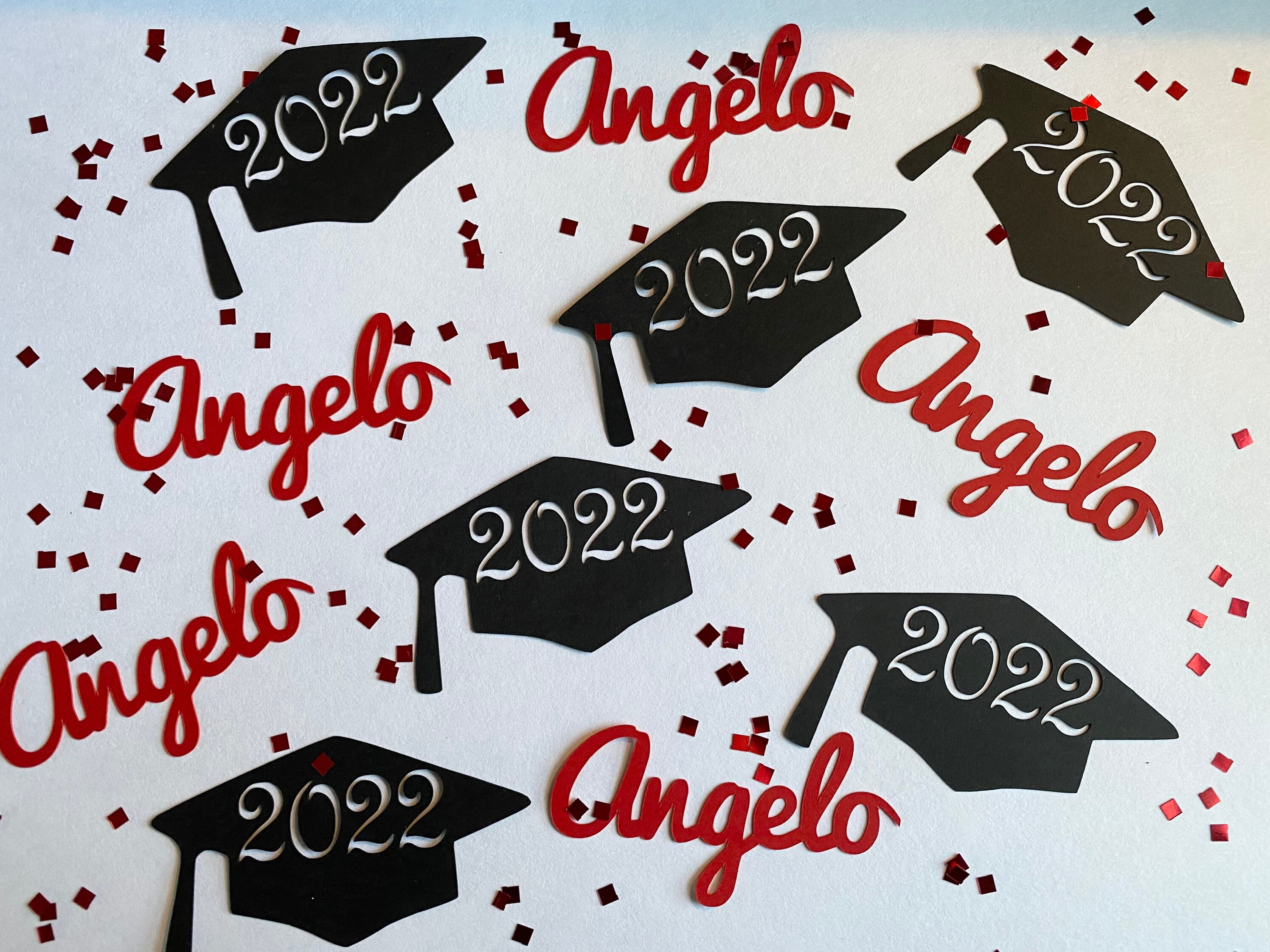 Personalized Graduation Caps and Names Confetti With Glitter - Etsy