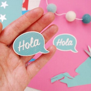 Hello Pin Badge - Spanish Word Badge - Statement Jewellery - Etsy