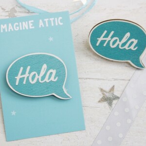 Hello Pin Badge - Spanish Word Badge - Statement Jewellery - Etsy