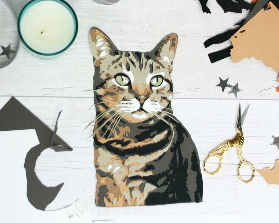 Papercut Cat Illustration Custom Cat Portrait Art Personalised Cat ...