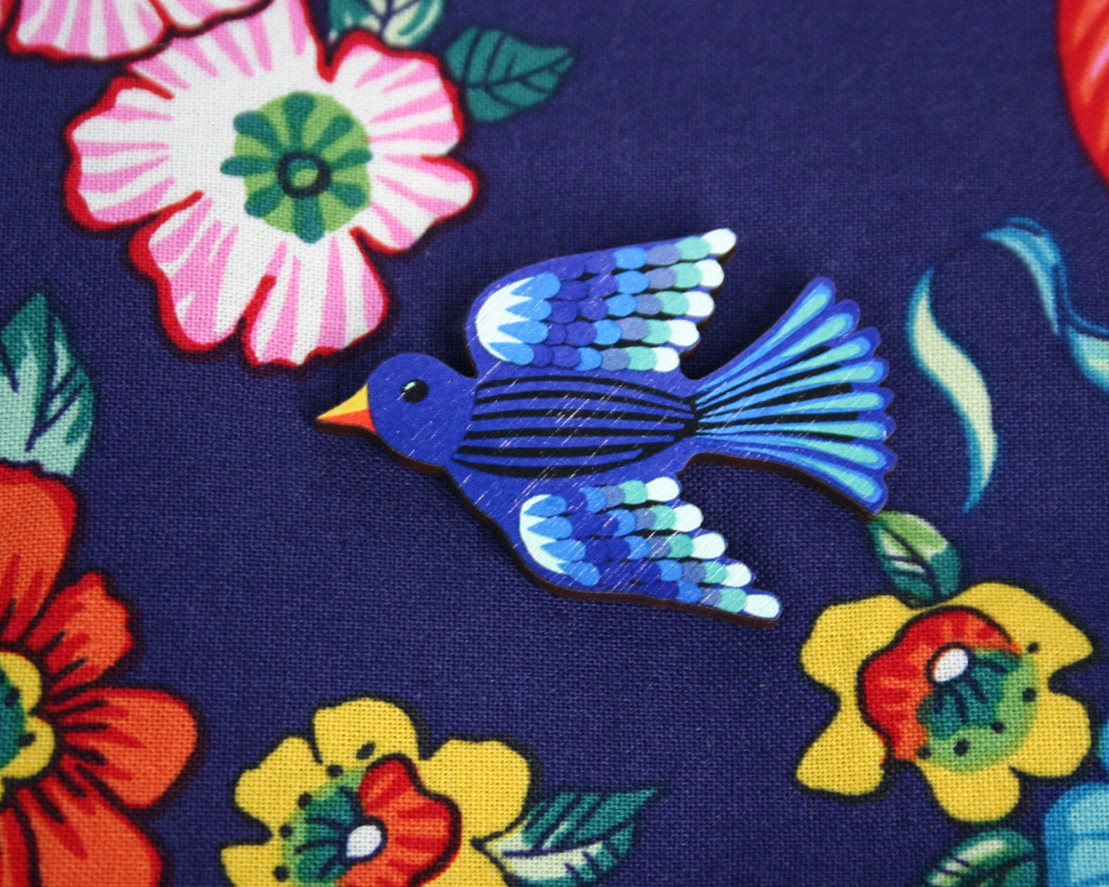 Bluebird Pin Badge Blue Bird Wooden Brooch - Etsy
