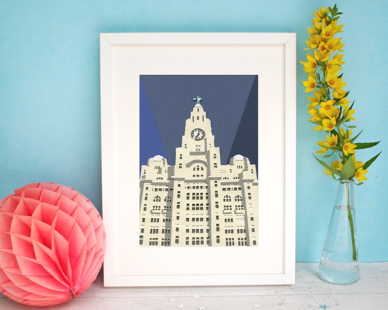 Liverpool City Print Liver Building Art Illustration | Etsy