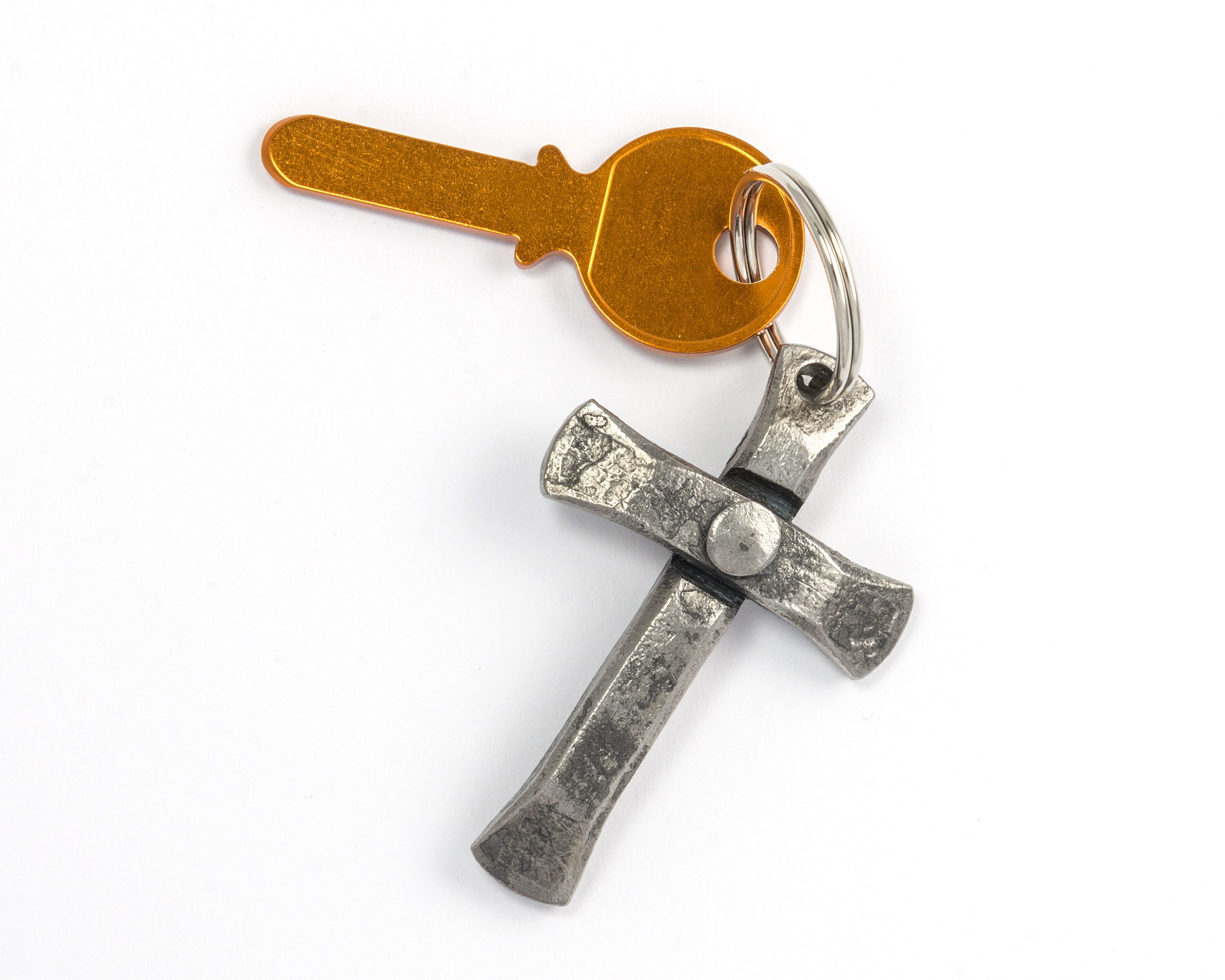 Christian Cross Keychain Hand Forged Iron Keychain Faith - Etsy