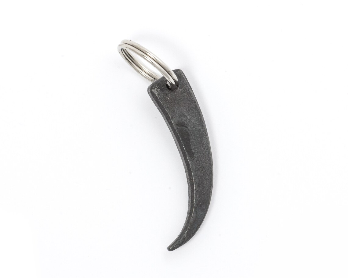 Mens keychain forged / Talon keychain for him / hand forged | Etsy