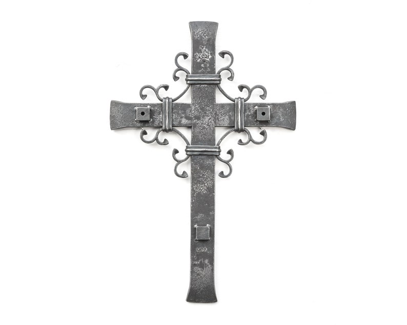 Hand Forged Wall Cross Iron Unique Christian Home Decor - Etsy