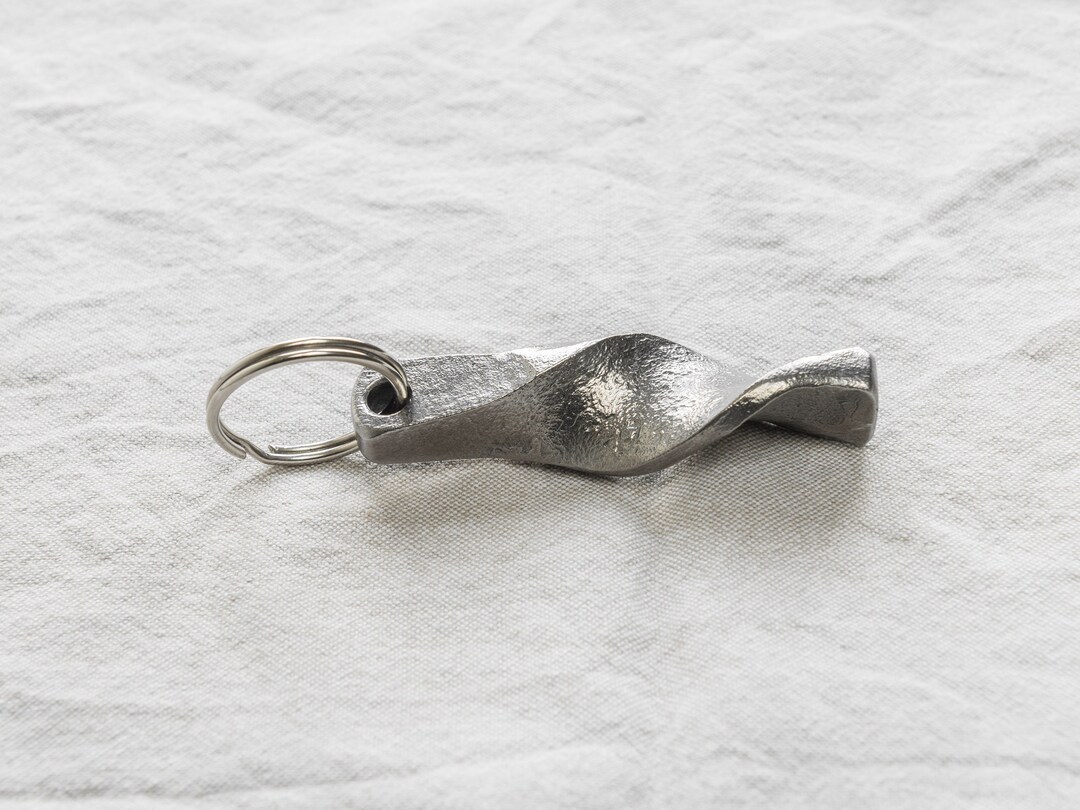 Keychain Twisted Iron Forged by Hand, Blacksmith Made Metal Keyring - Etsy