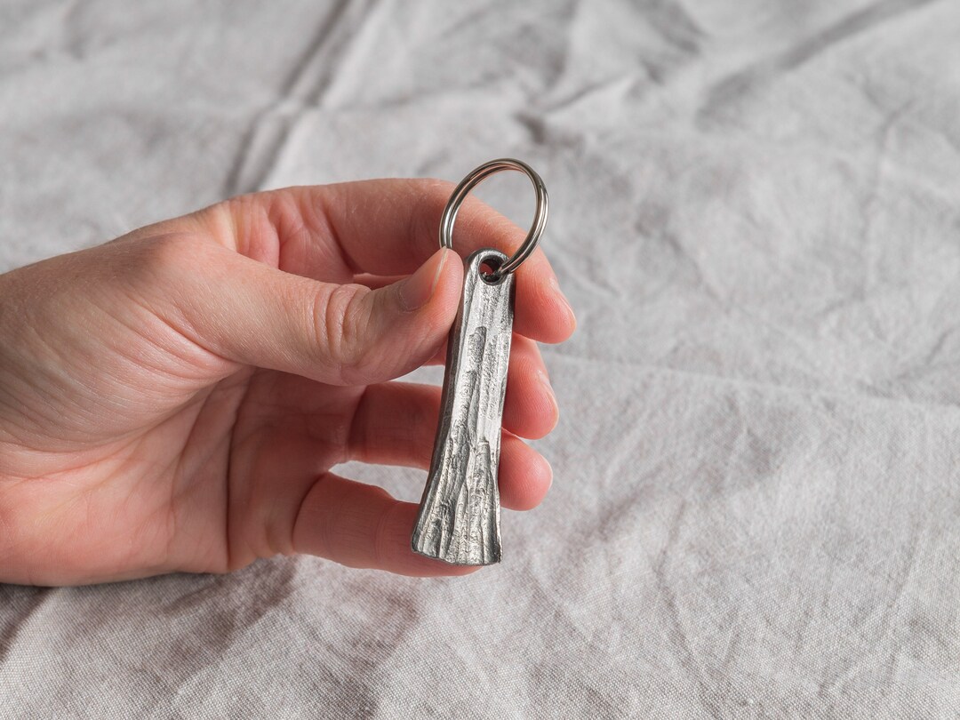 Hand Forged Keychain With Hammered Structure, Steel Keyring - Etsy