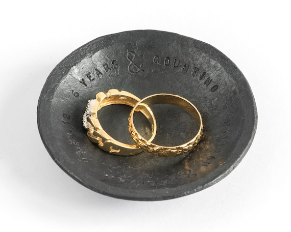 Personalized 6th Anniversary Gift for Couples Small Iron Ring Dish Black Hand Forged Etsy