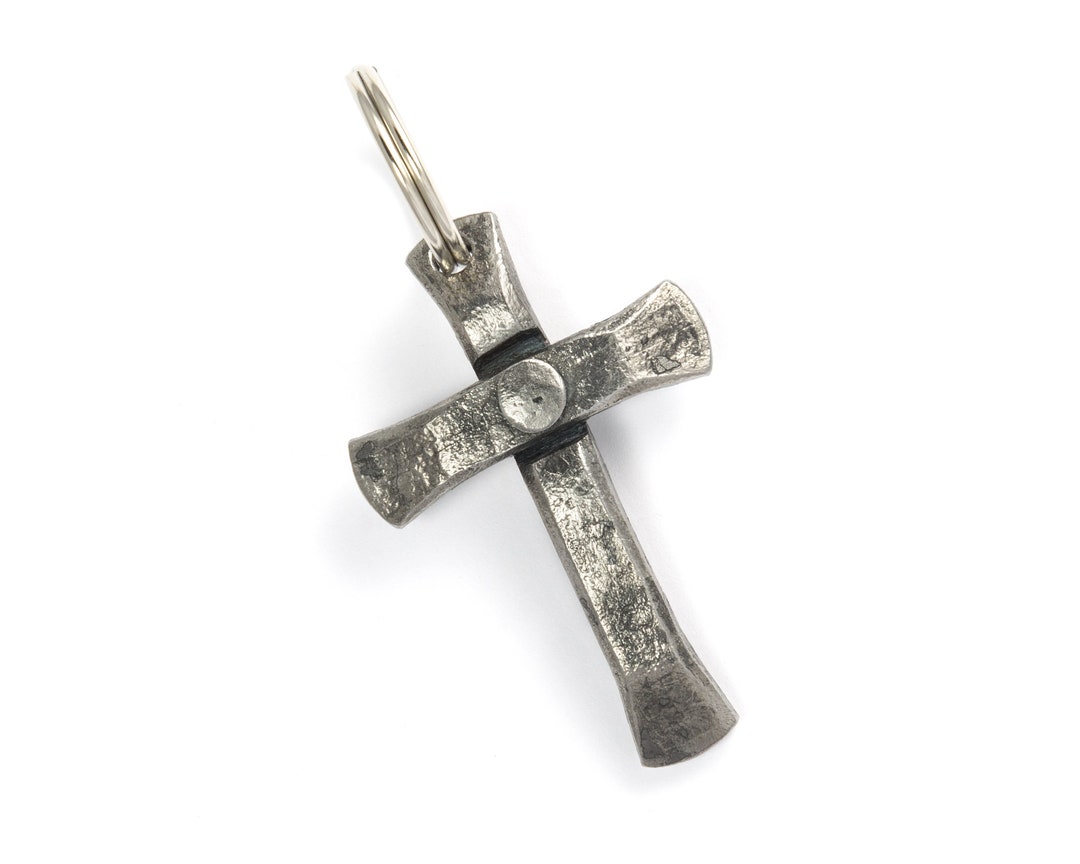 Christian Cross Keychain Hand Forged Iron Keychain Faith - Etsy