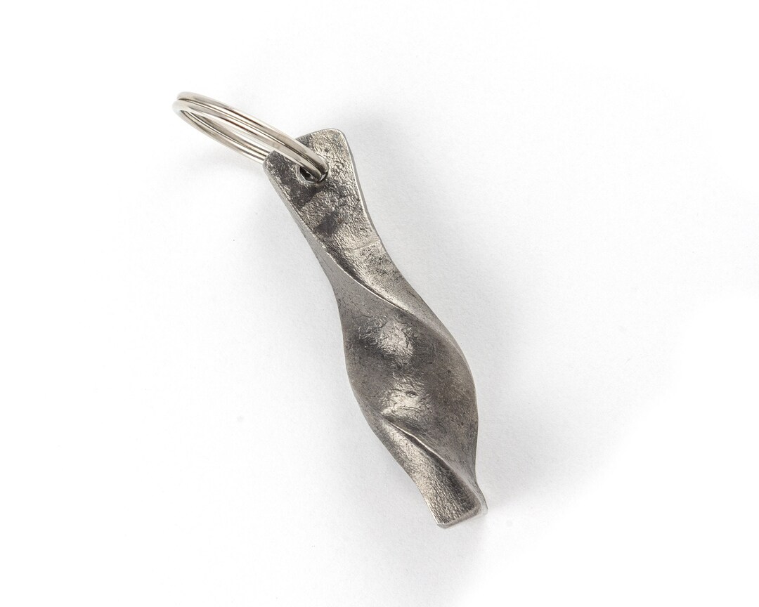 Keychain Twisted Iron Forged by Hand, Blacksmith Made Metal Keyring - Etsy