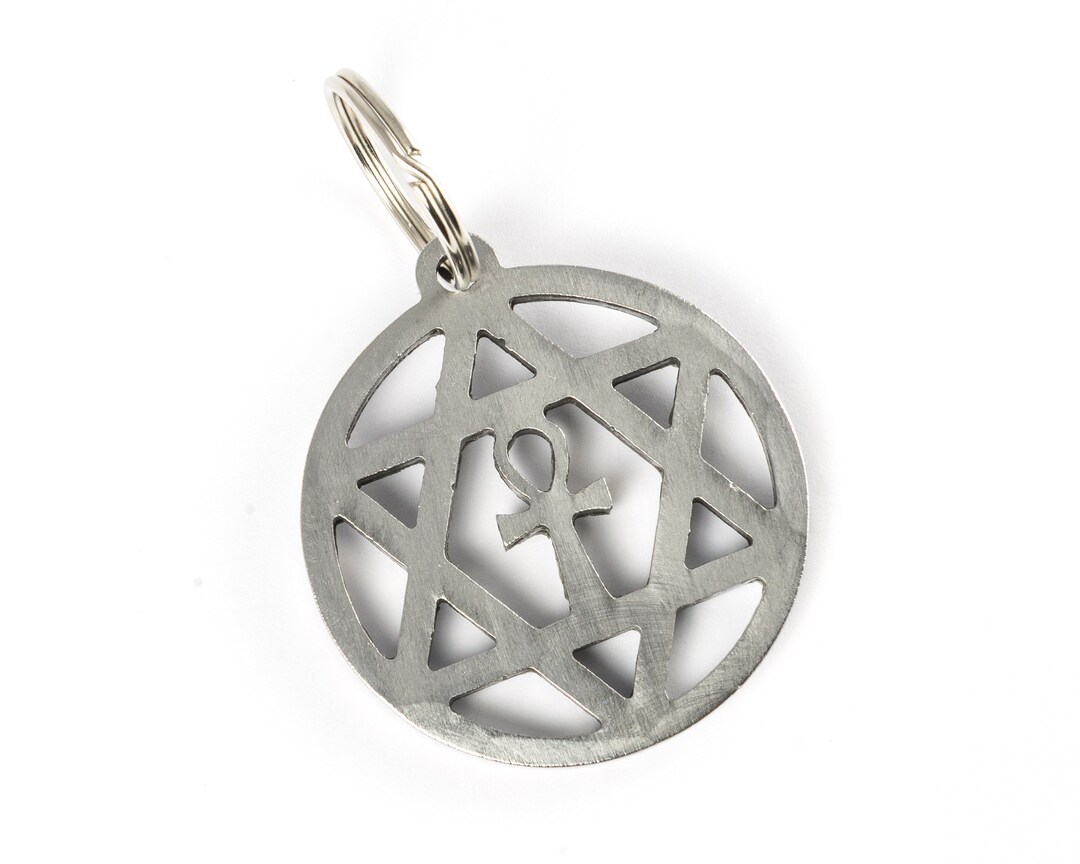 Star With Ankh Keychain, Solid Steel Keyring - Etsy