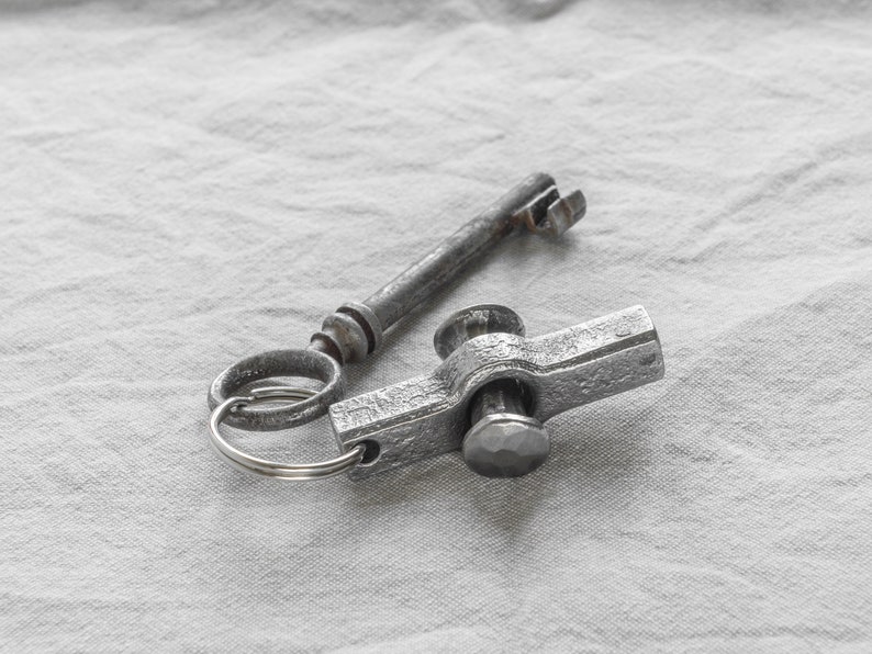Iron Keychain Hand Forged, Blacksmith Made Keyring - Etsy