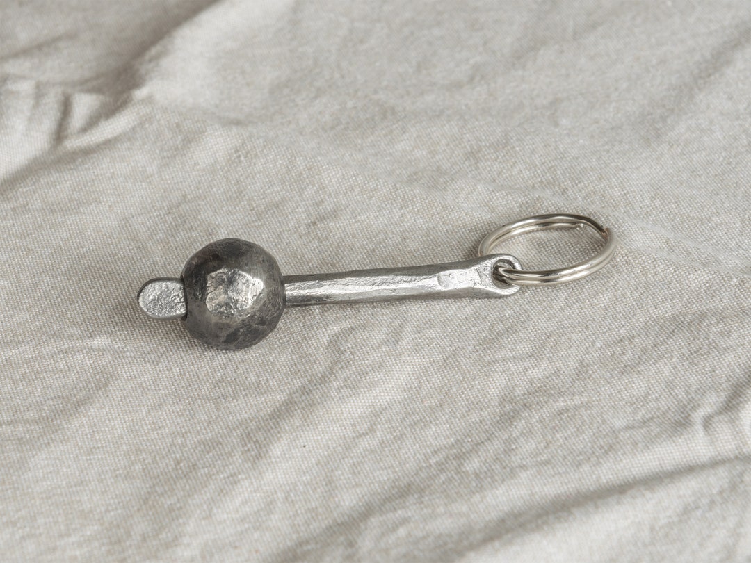 Keychain Forged Iron Rod With Ball, Steel Keyring - Etsy
