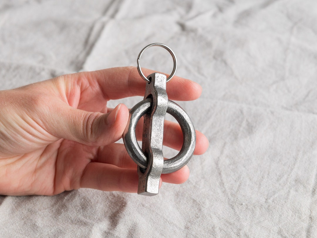 Big Hand Forged Keychain, Blacksmith Made Design Keyring, Gift for Men ...
