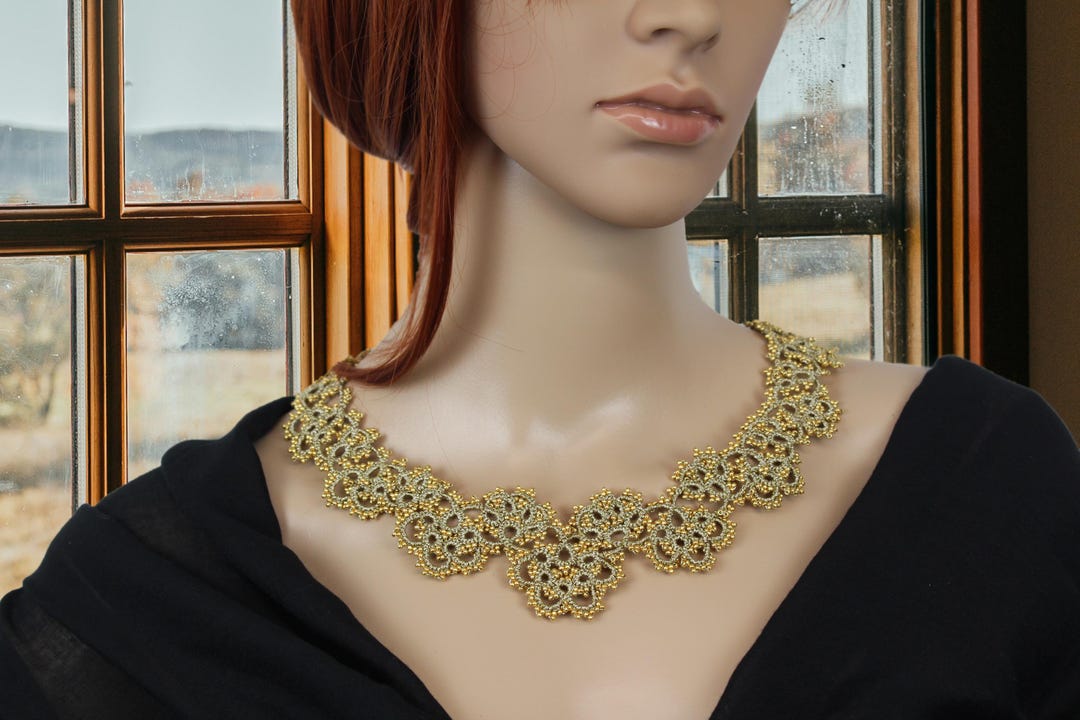 Delicate Beaded Lace Necklace Handmade, Unique Gift for Jewelry Lovers ...