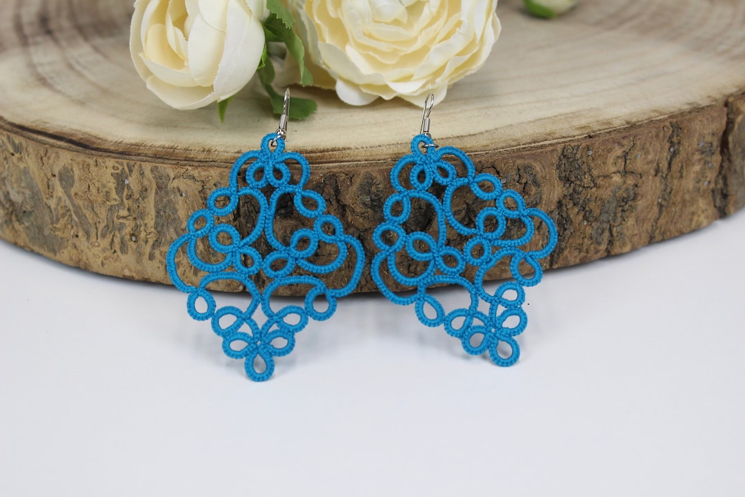 Boho Style Handmade Tatting Lace Earrings, Lace Jewellery, Valentine's ...