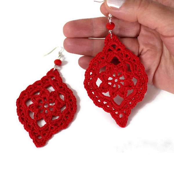 Red Crochet Earrings at Ruby Vannatter blog