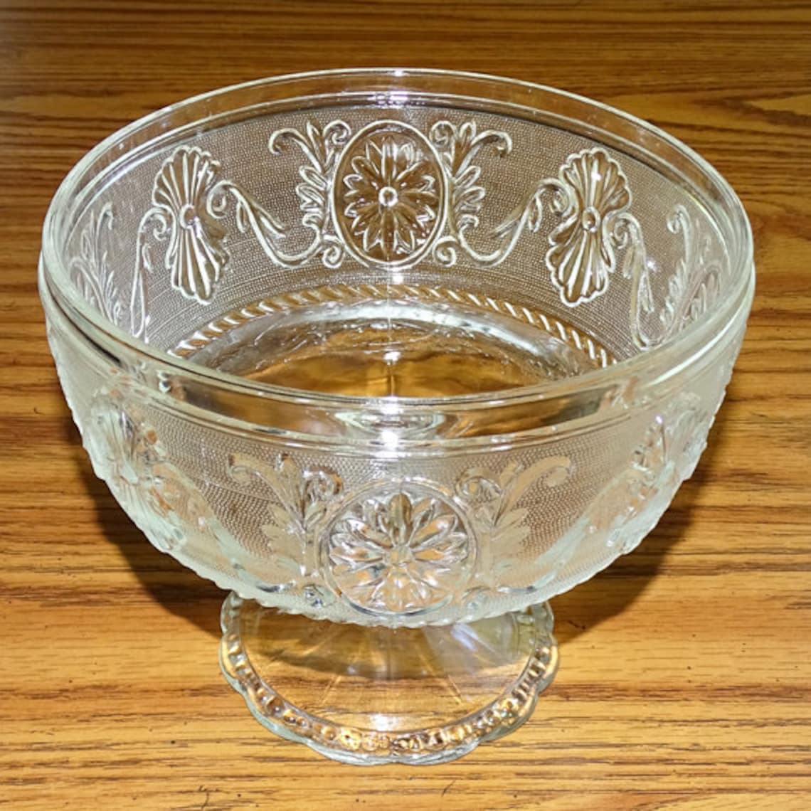 Indiana Tiara Sandwich Pattern Clear Glass Footed Centerpiece - Etsy