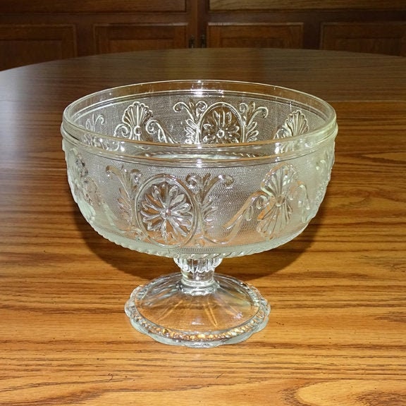Indiana Tiara, Sandwich Pattern, Clear Glass, Footed, Centerpiece ...