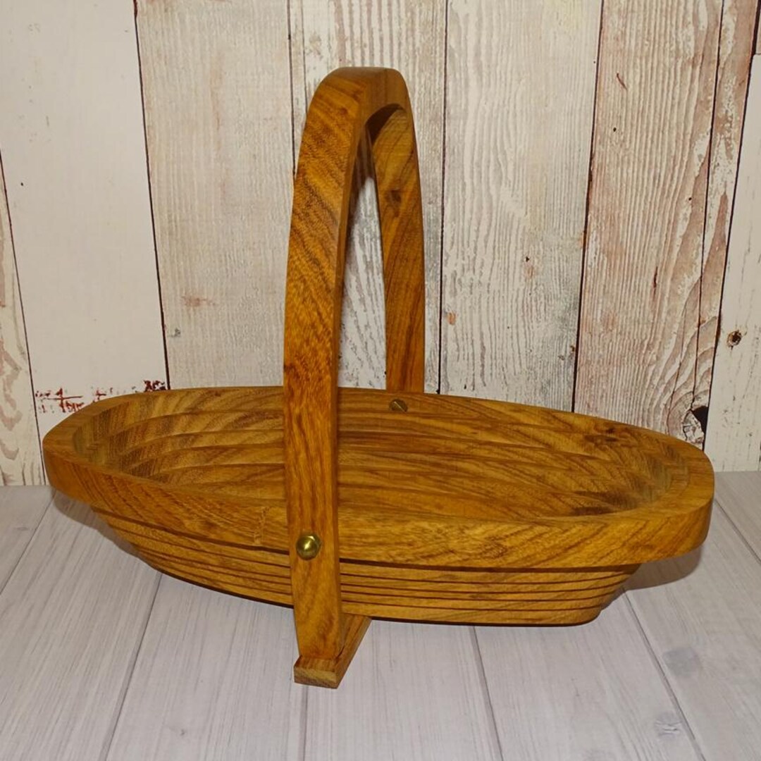 Vintage Deep Spring Collapsible Country Farmhouse Wood Basket With ...
