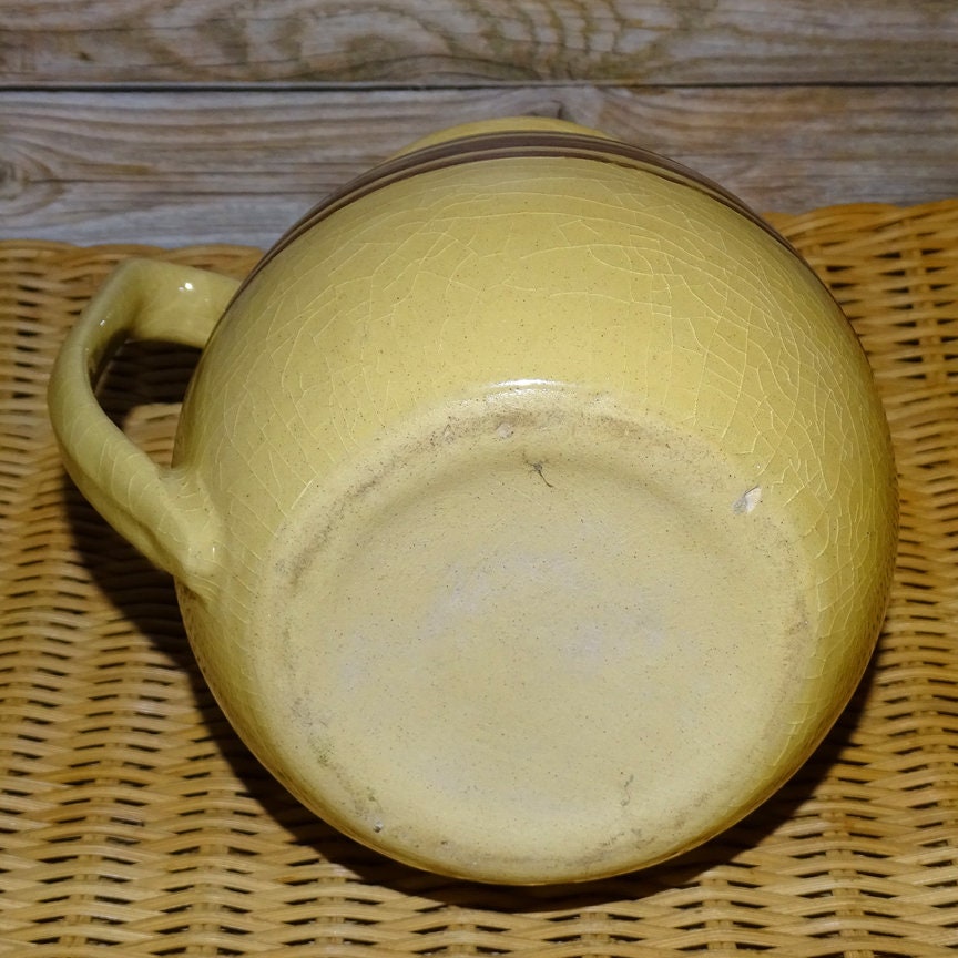 Antique Weller Yellow Ware Pottery Pitcher Brown Bands - Etsy