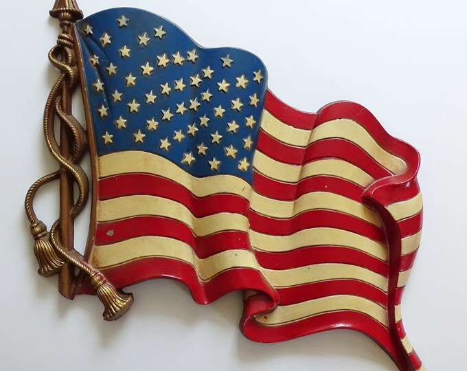 1972 Sexton USA American Flag Wall Plaque Cast Metal Patriotic 1909 ...
