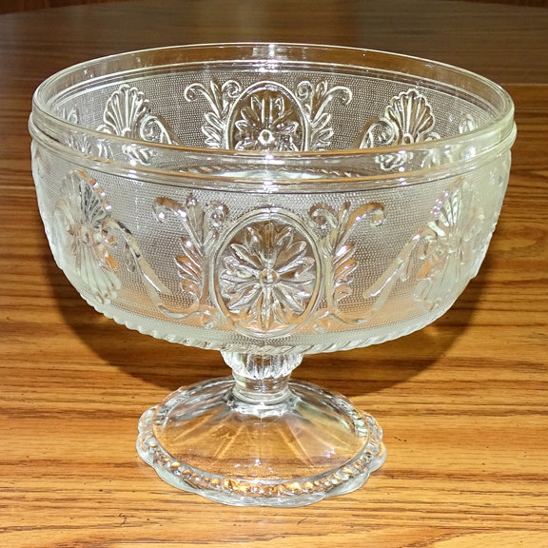 Indiana Tiara, Sandwich Pattern, Clear Glass, Footed, Centerpiece ...