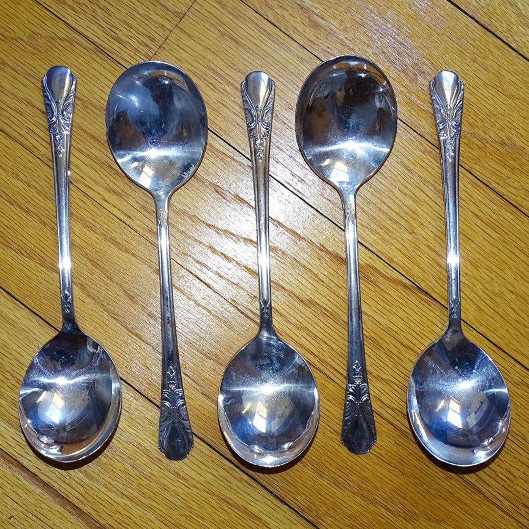 Vintage WM Rogers Mfg Co Silver Plate Flatware Round Soup Spoon Set of ...