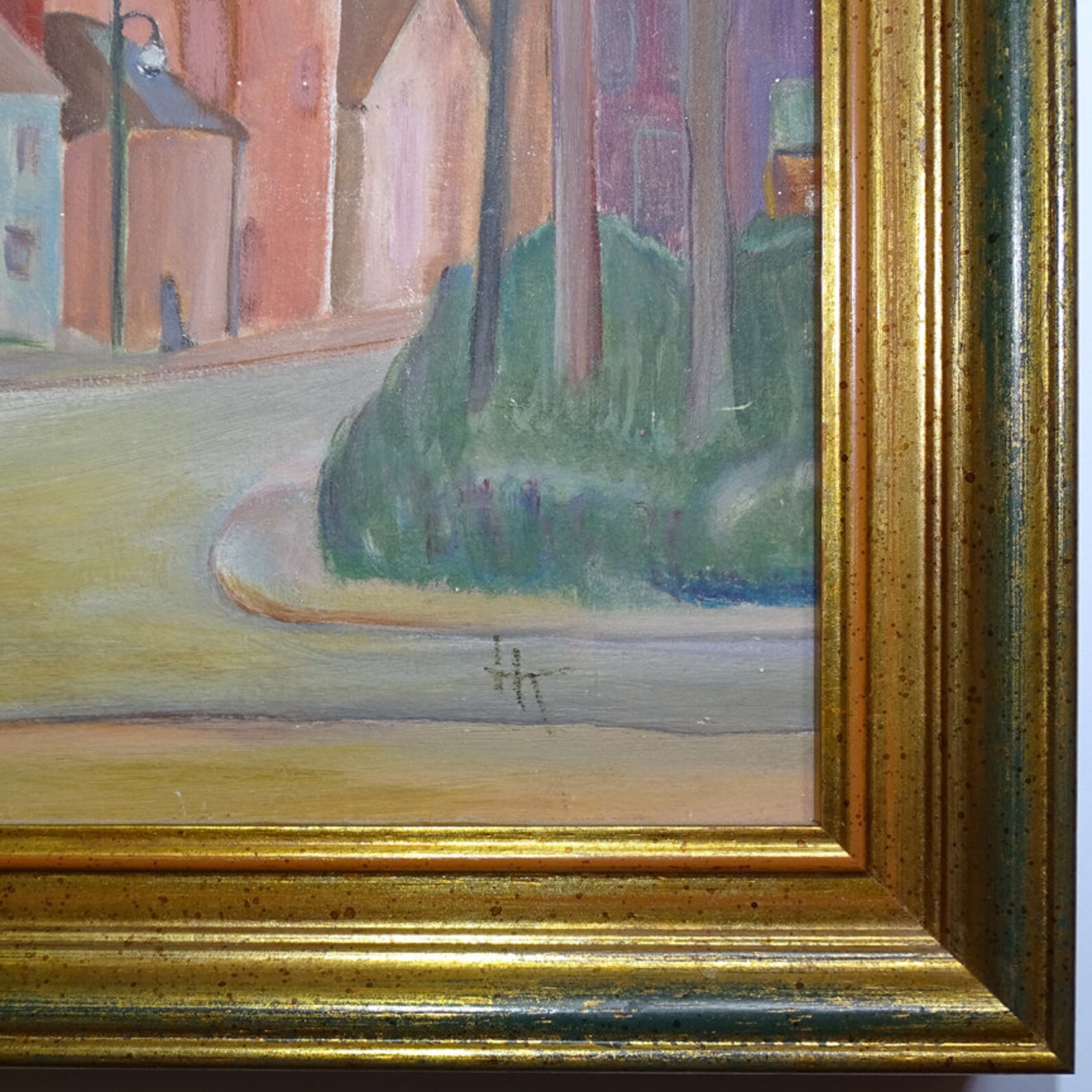 City Street Architectural Landscape Oil Painting on Board Helen G ...