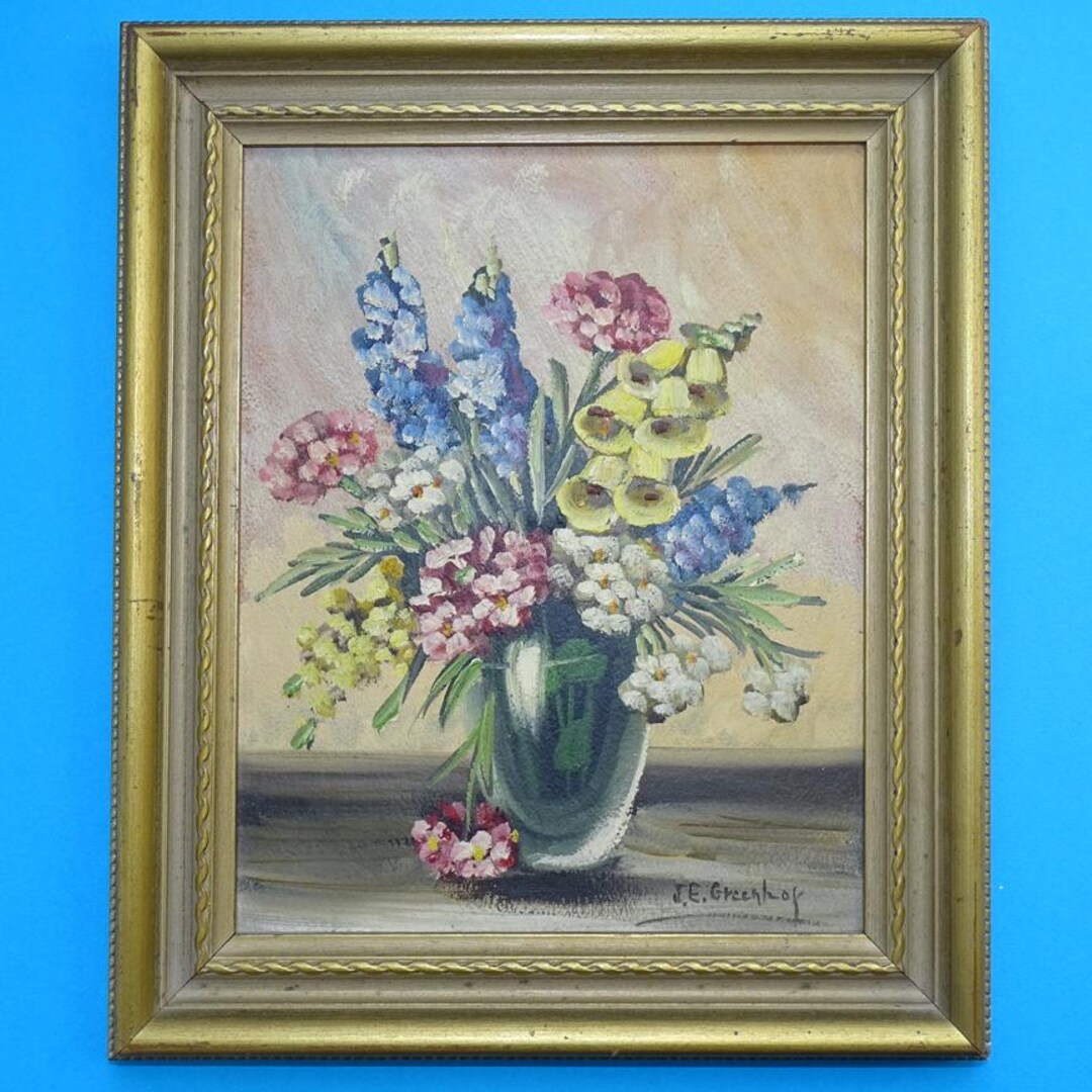 Original Floral Still Life Oil Painting O/B Signed Janet Greenleaf ...