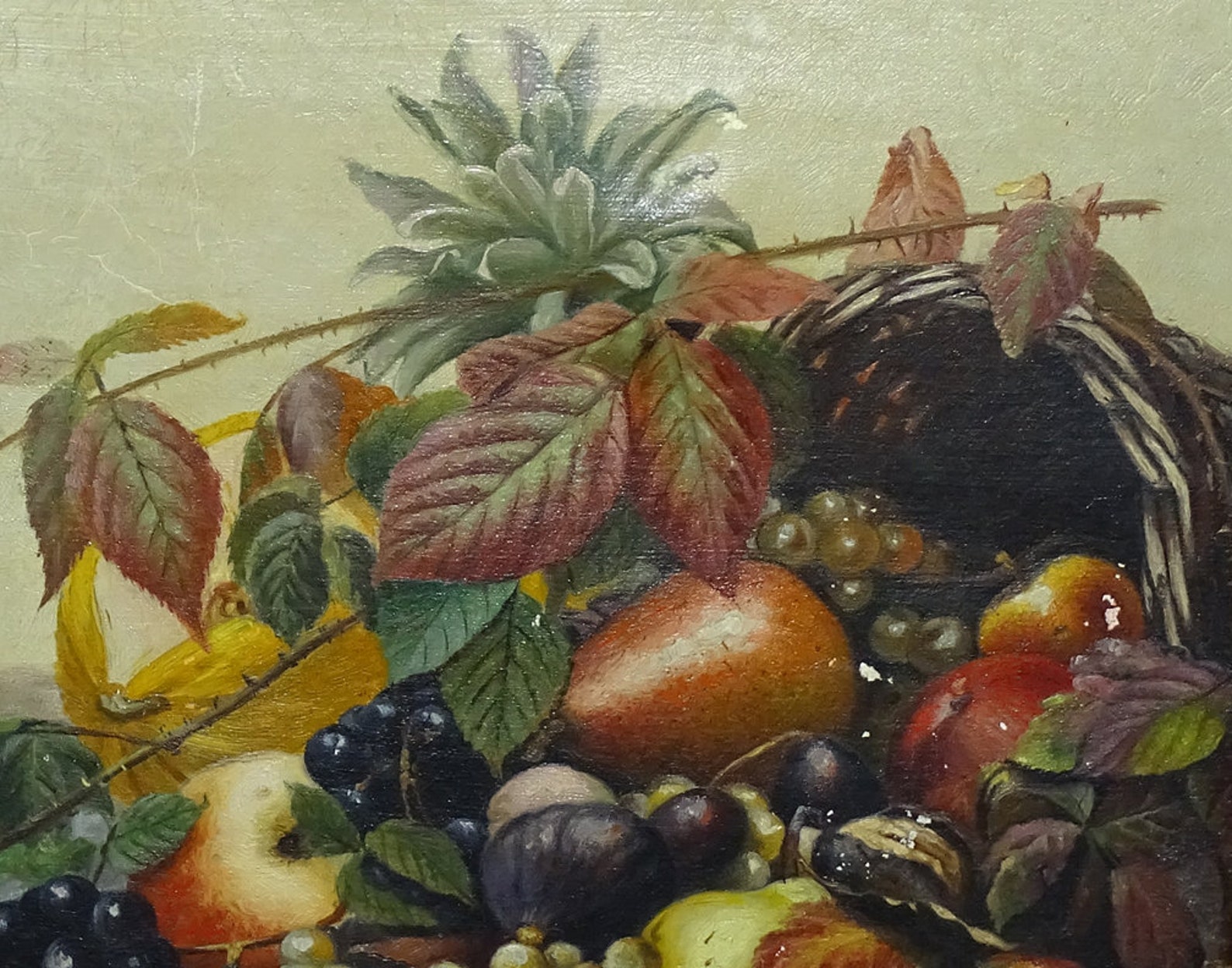 Antique, 19thc, Abundant Fruit, Still Life, Cornucopia, Oil Painting ...