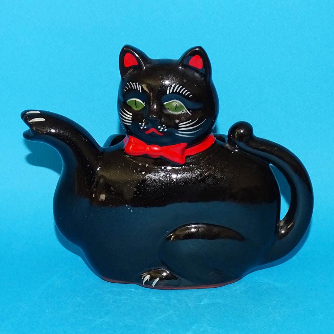1950s Shafford Black Cat Redware Teapot Wall Pocket Japan Rare Mint 5 3 ...
