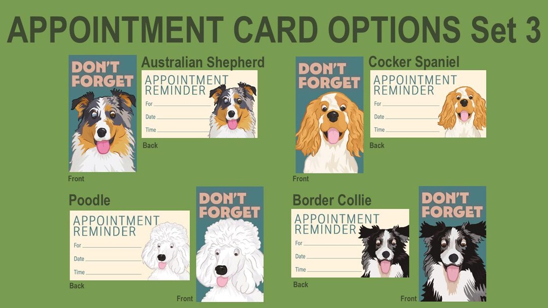 Dog Grooming Appointment Reminder Cards: Poodle Design, Vet & Groomer ...