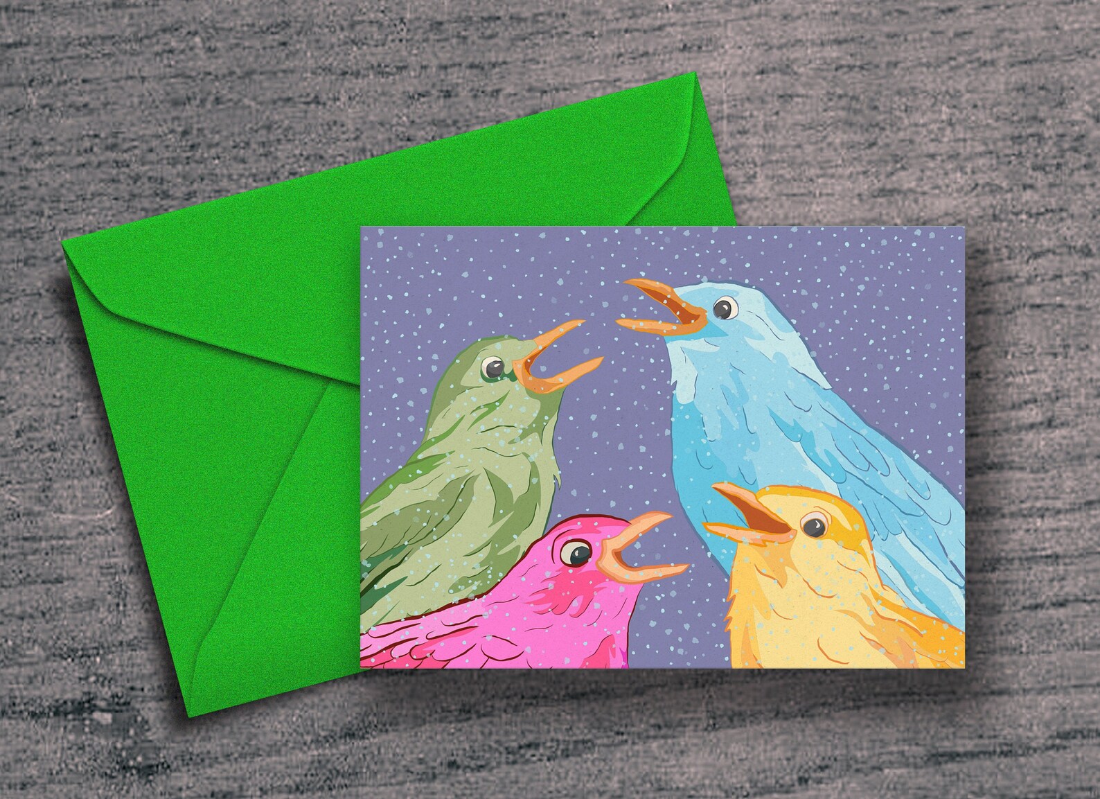Four Calling Birds Christmas Card: Personalized Holiday Greeting - Etsy
