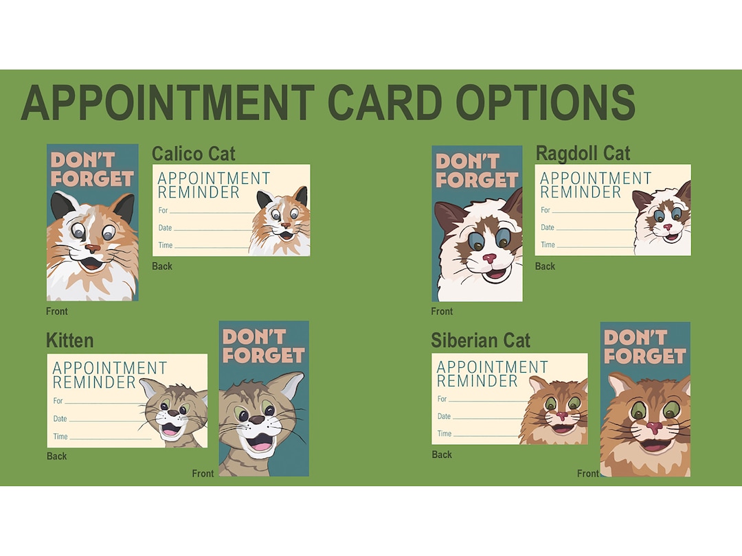 Cat Appointment Reminder Cards – Vet, Groomer, Pet Business - Etsy