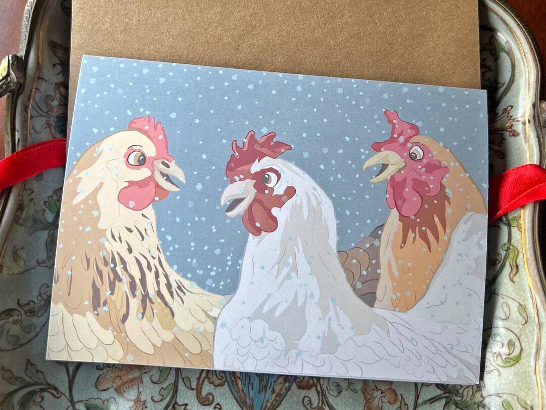 Three French Hens Christmas Card: Holiday Greeting - Etsy