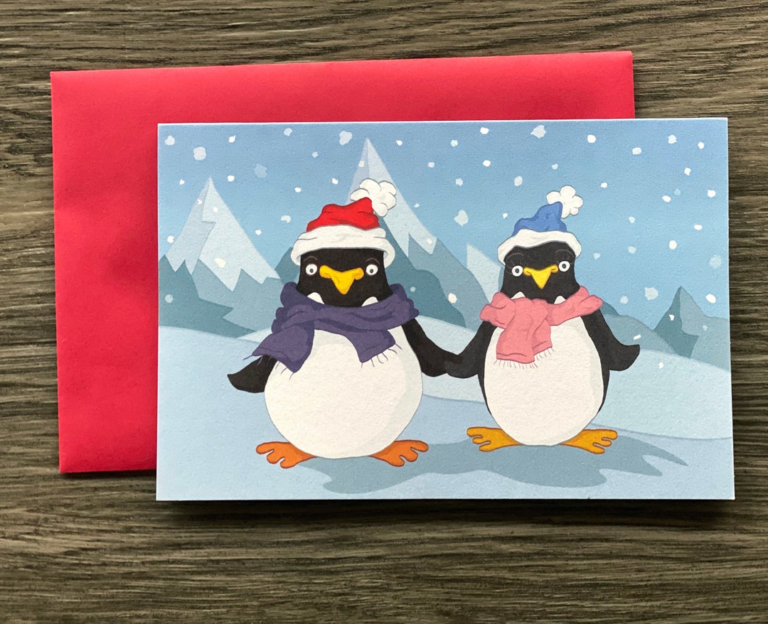 Penguin Christmas Card: Personalized Holiday Greeting - Etsy