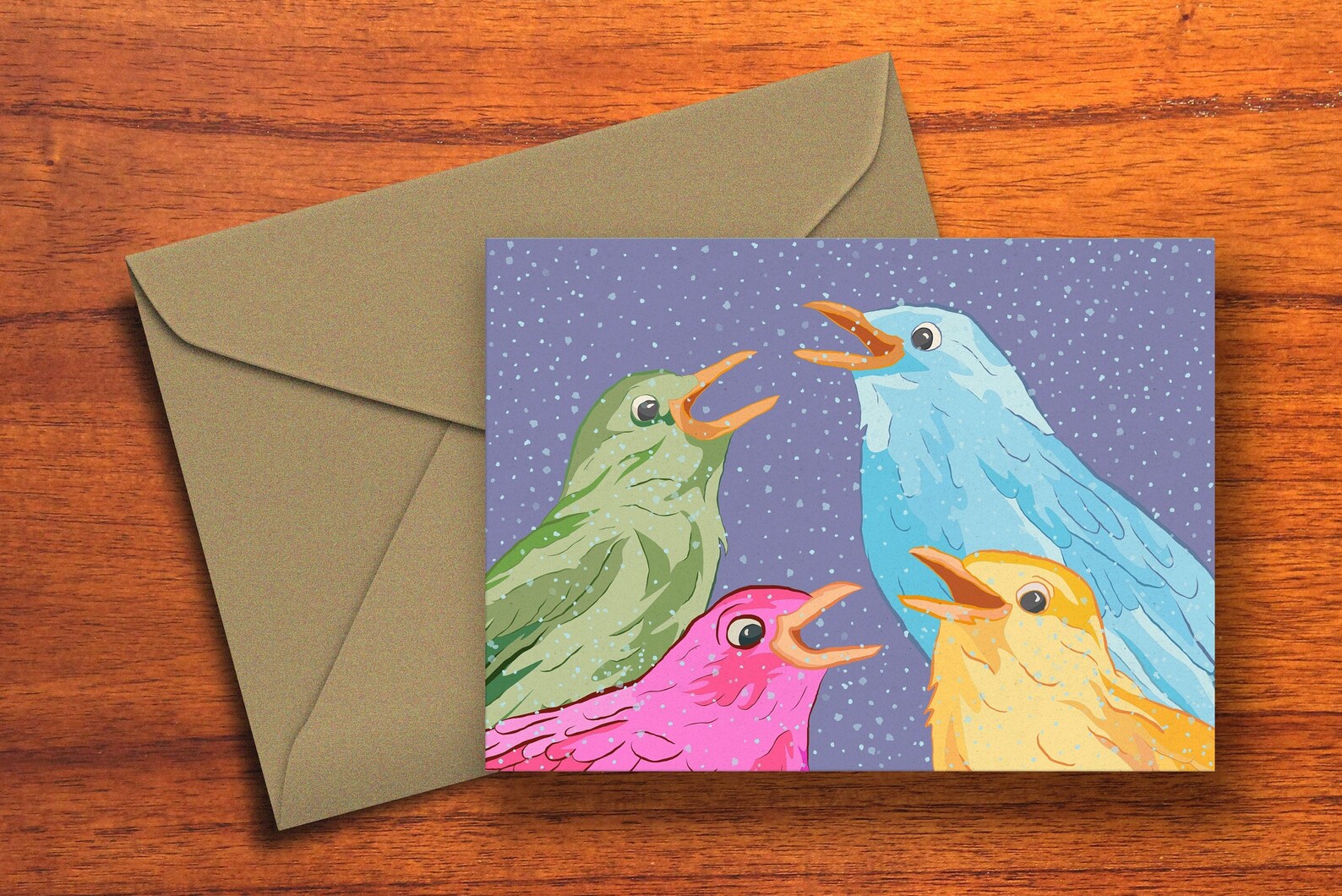 Four Calling Birds Christmas Card: Personalized Holiday Greeting - Etsy
