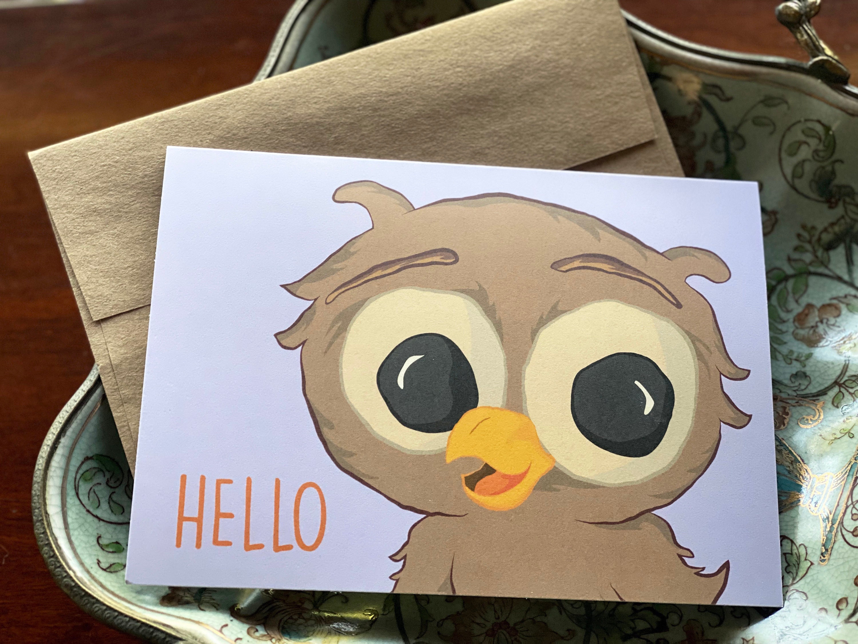 Cute Owl Greeting Card, Thinking of You and Announcement Cards, 5 X 7 ...