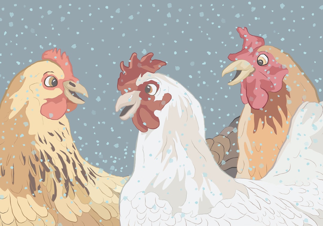 Three French Hens Christmas Card, Chicken Christmas Card, 12 Days of ...