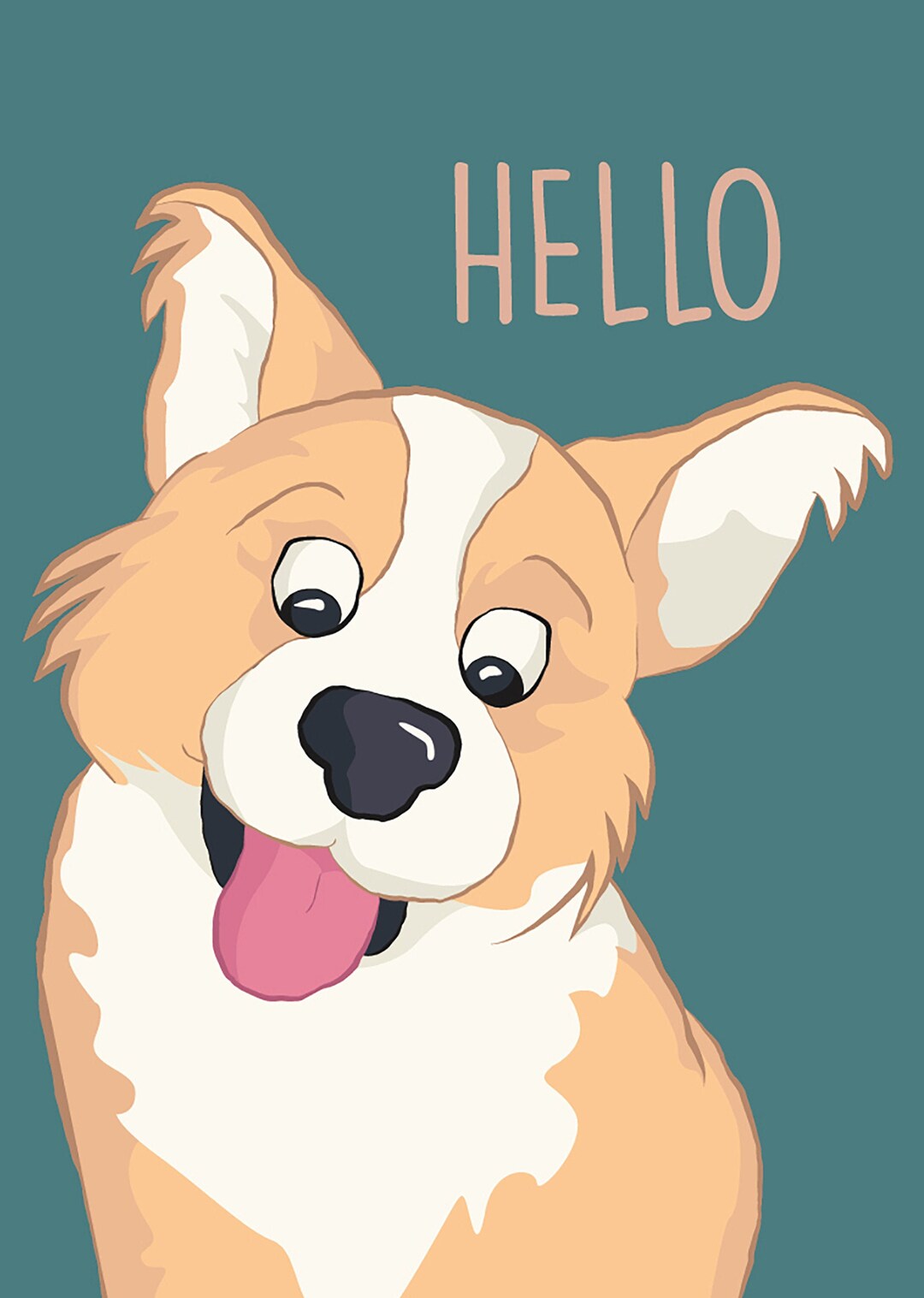 Cute Corgi Greeting Card, Thinking of You Note Card, Pet Sitter Thank ...