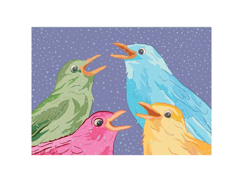 Four Calling Birds Christmas Card: Personalized Holiday Greeting - Etsy