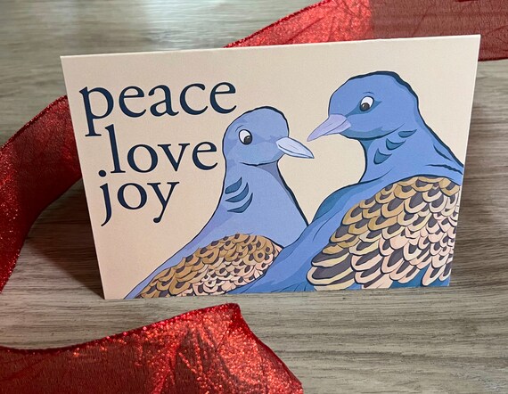 Two Turtle Doves Christmas Card Personalized Christmas Card - Etsy