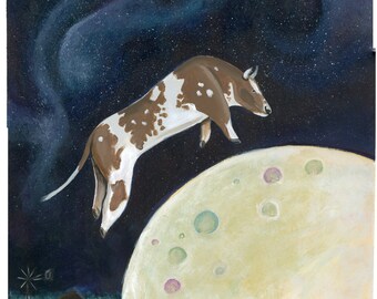 Cow Over Moon Print - Etsy