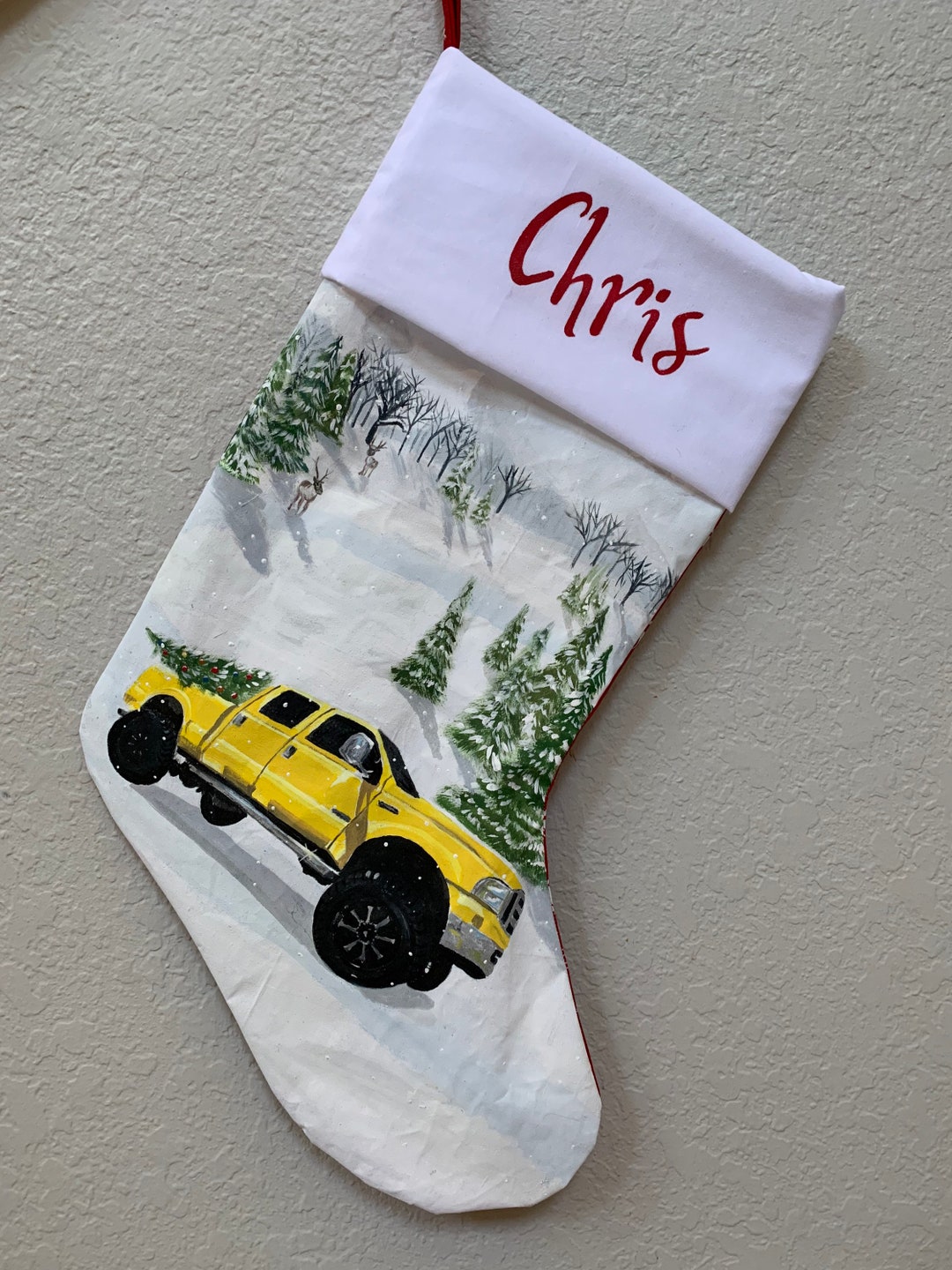 Custom Hand Painted Christmas Stocking - Etsy