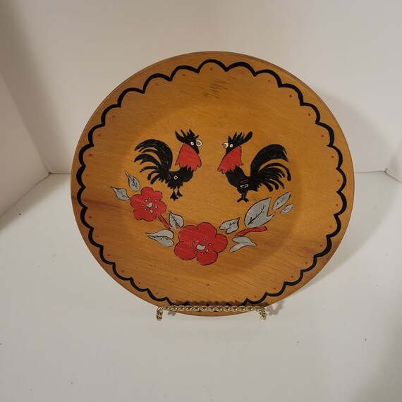 Vintage Hand Painted 8 Round Wood Plate Wa - Etsy
