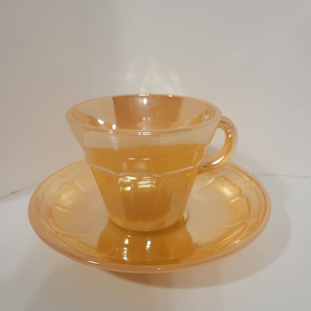 Vintage Termocrisa Peach Lusterware Cup and Saucer RARE - Etsy